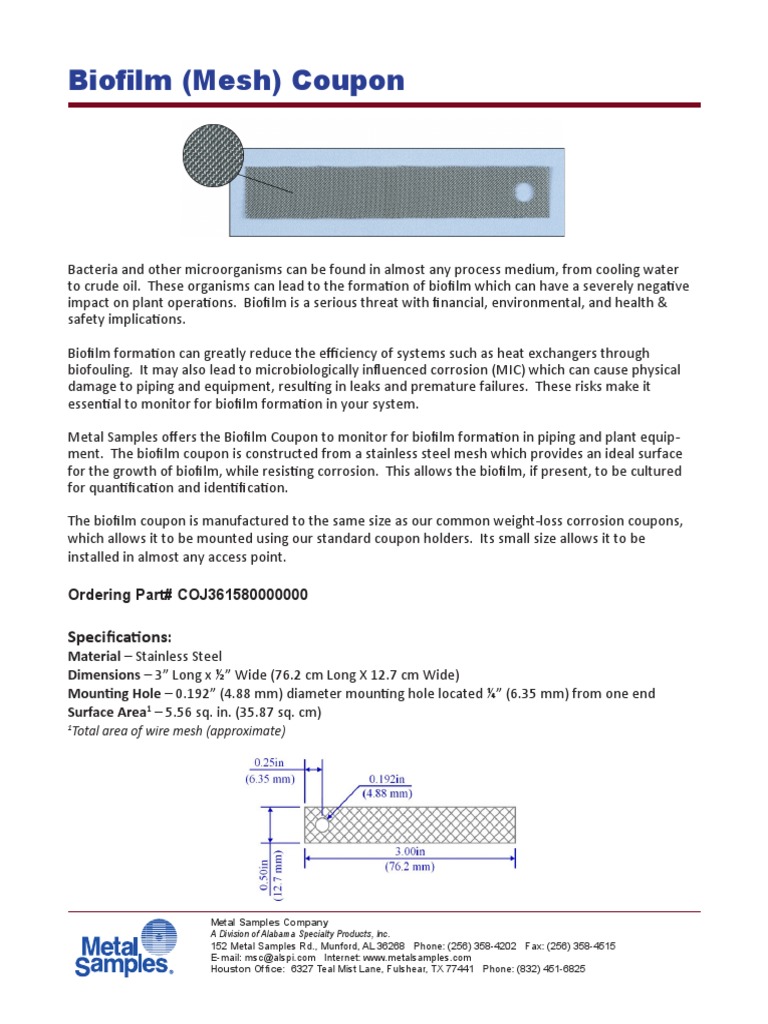 Biofilm Coupon | PDF