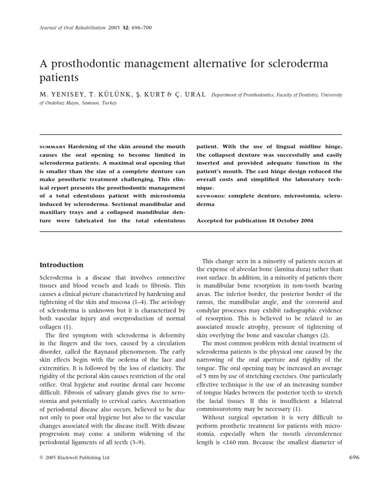 Scleroderma Patients Rehabilitation | PDF | Dental Implant | Dentures