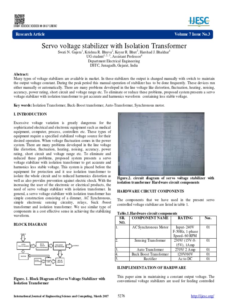 Servo Voltage Stabilizer With Isolation Transformer | PDF | Electric ...
