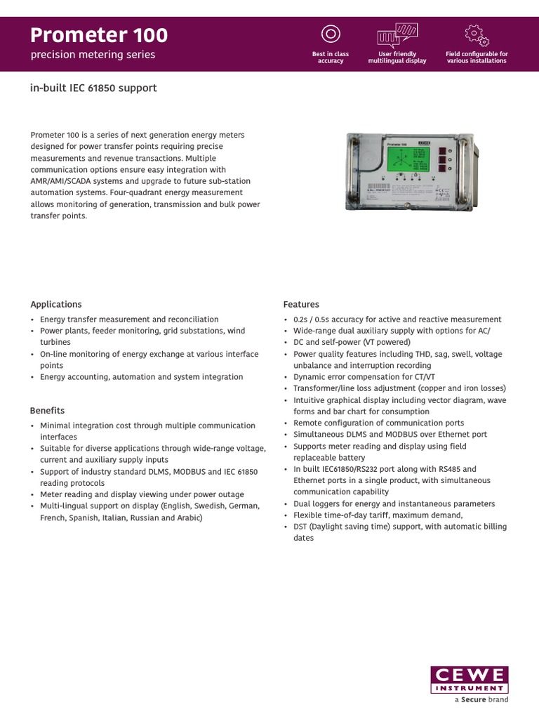 Prometer 100: Advanced Energy Metering | PDF | Power Supply ...