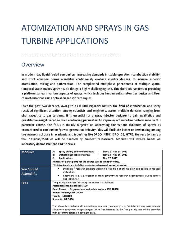 Atomization and Sprays in Gas Turbine Applications: Modules | PDF ...