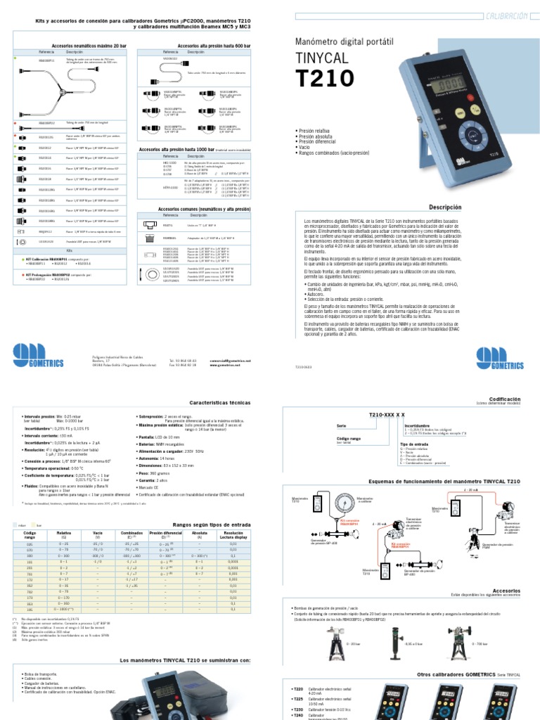 6 Gometrics FT T210 ESP | PDF | Presión | Calibración