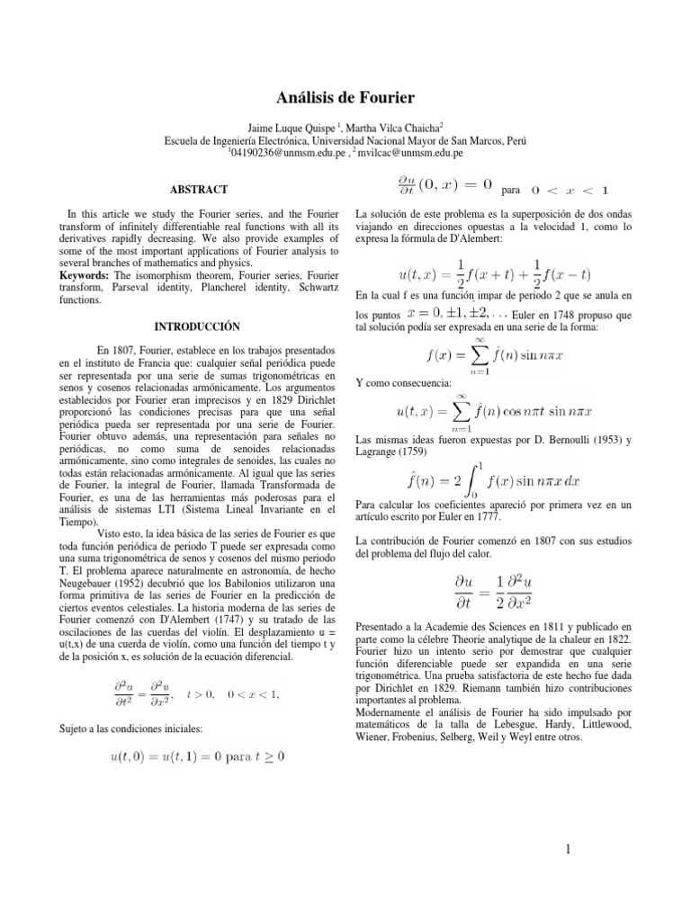 Analisis Fourier Pdf Espacio De Hilbert Series De Fourier
