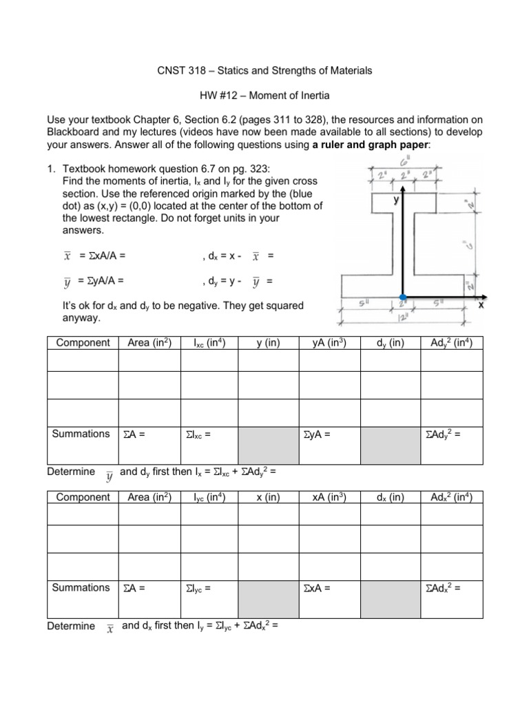 HW #12 - Moment of Inertia PDF | PDF | Beam (Structure) | Geometry