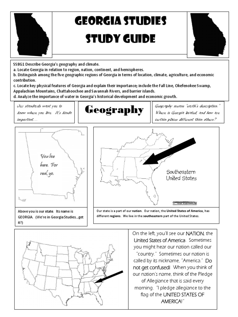 Ga Geography Study Guide 1 | PDF | Georgia (U.S. State) | Appalachian ...