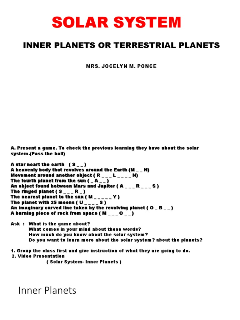 Solar System - Inner Planets | PDF | Planets | Solar System