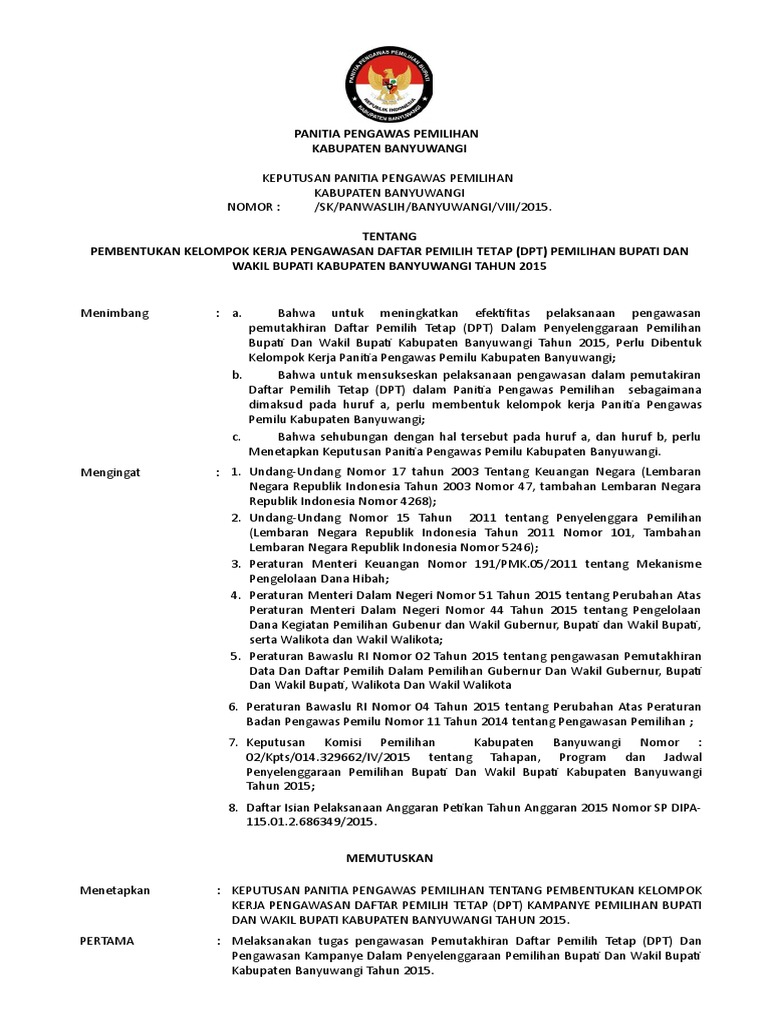 Contoh SK Pokja | PDF