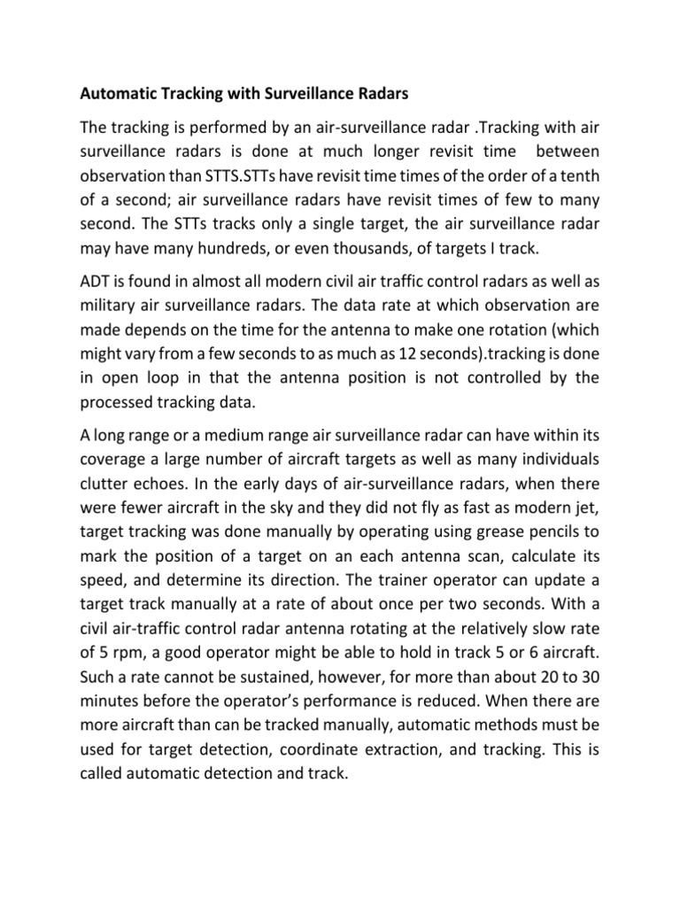 Automatic Tracking With Surveillance Radars | PDF | Radar | Radio Spectrum