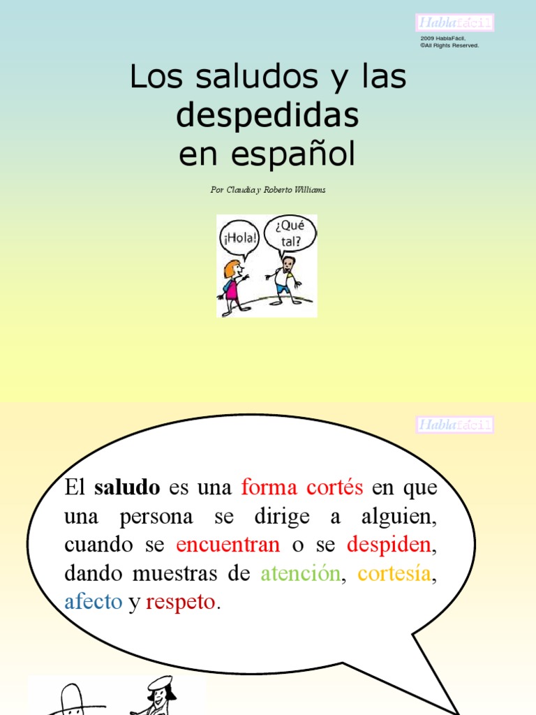 Saludos y Despedidas | PDF | Relaciones personales, crianza y ...