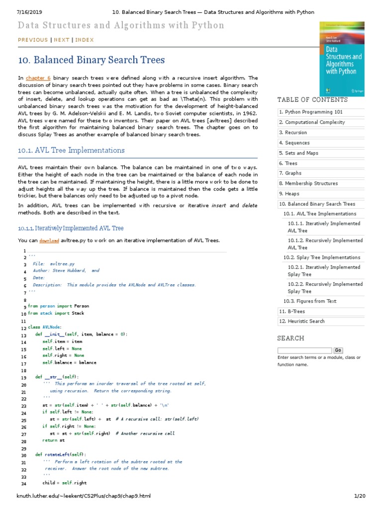 Balanced Binary Search Trees - Data Structures and Algorithms With Python | PDF | Discrete ...