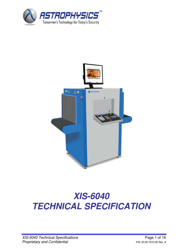 XIS 6040 Tech Spec RevA | PDF | X Ray | Display Resolution