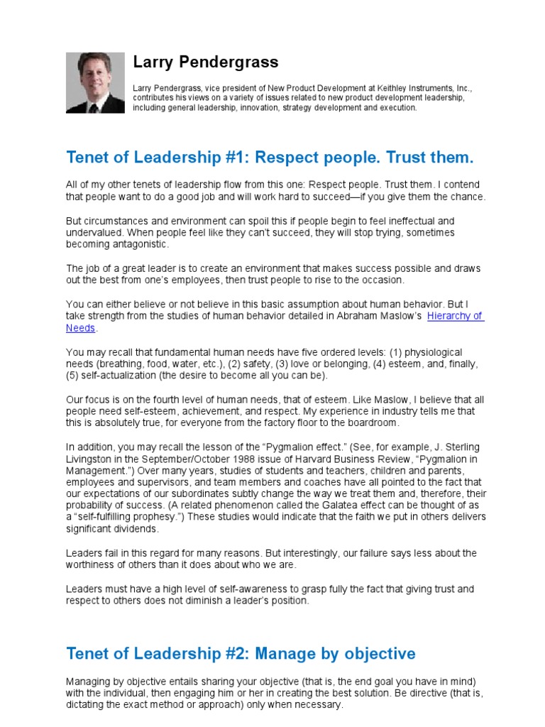 Tenet of Leadership | PDF | Self Actualization | Leadership