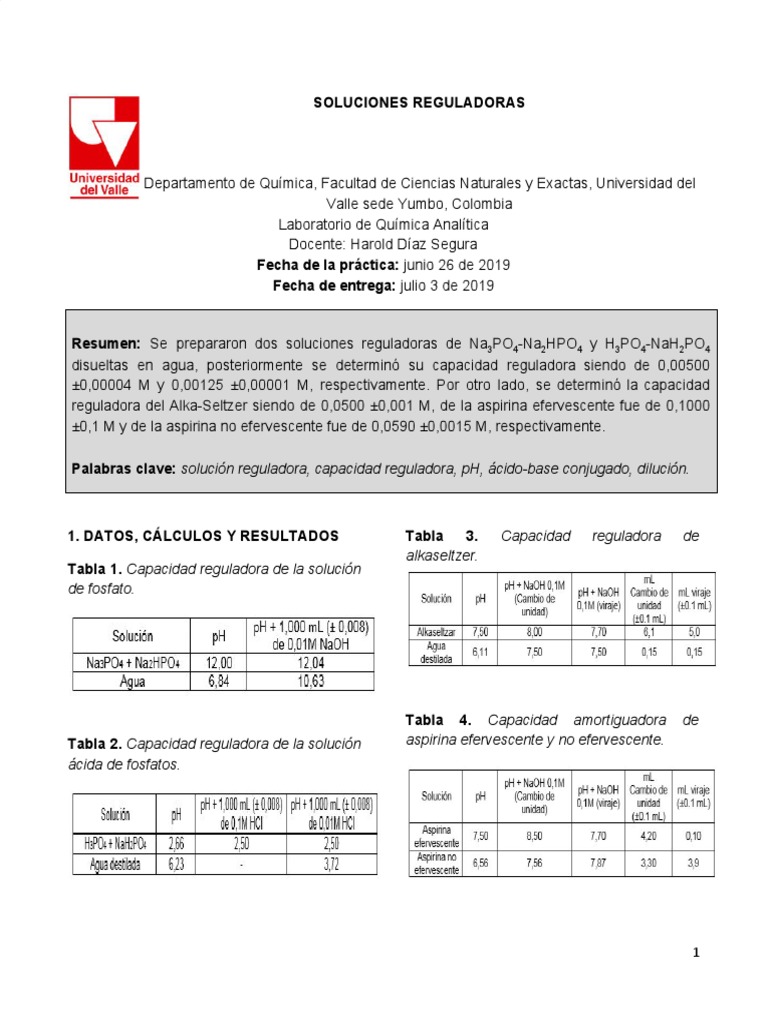 Soluciones Amortiguadoras | PDF | Solución tampón | Ph