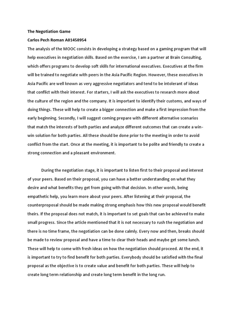 The Negotiation Game | PDF
