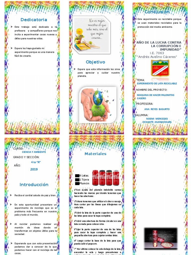 Modelo Triptico Ok | PDF | Palomitas de maiz | Reciclaje