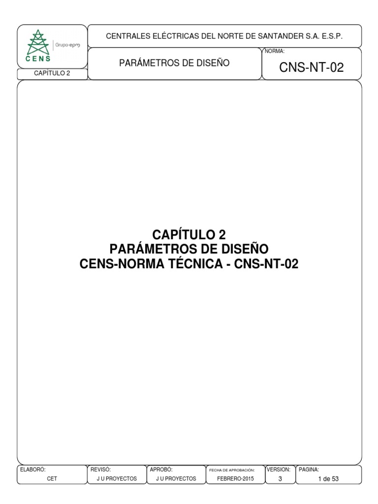 Capitulo 2 Parámetros de Diseño Cens-Norma Técnica - CNS-NT-02 PDF ...