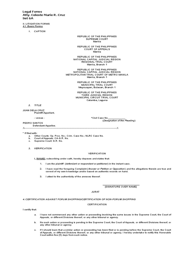 Forms Set 6A-Litigation Forms | PDF | Pleading | Lawsuit