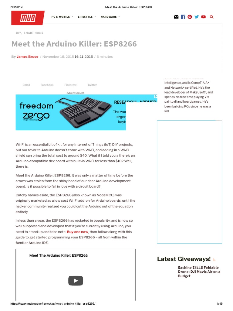 Meet The Arduino Killer Esp8266 Pdf Pdf Arduino Desktop Computer