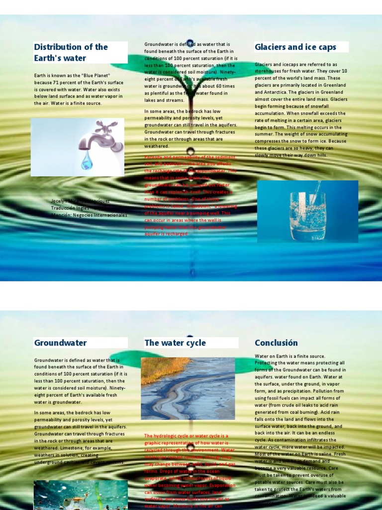 Distribution of The Earth's Water Glaciers and Ice Caps | PDF | Aquifer ...