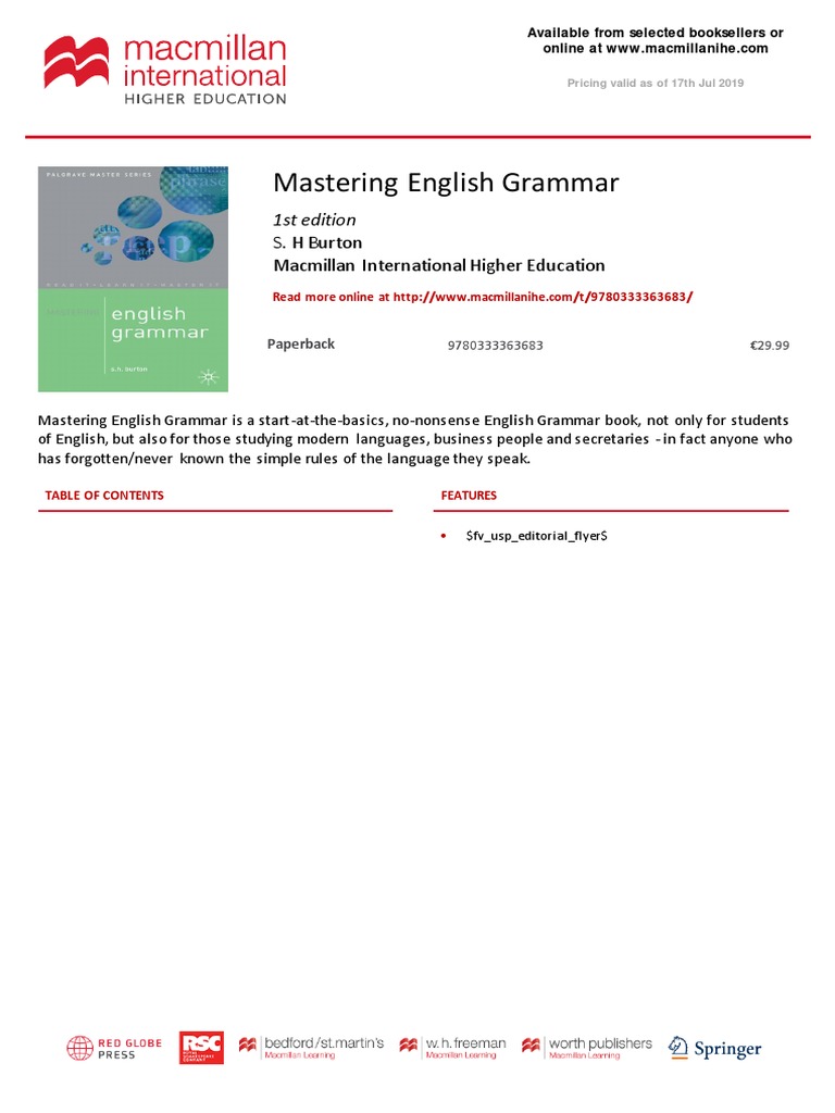 Mastering English Grammar | PDF
