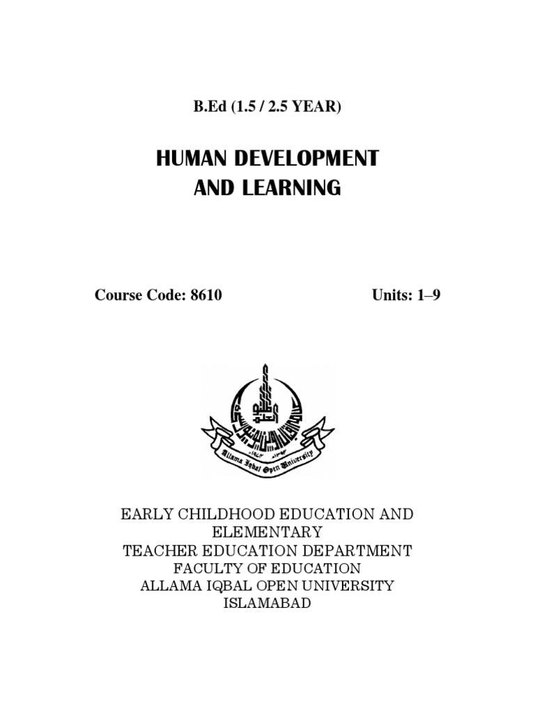 8610 Human Development and Learning | PDF | Child Development ...