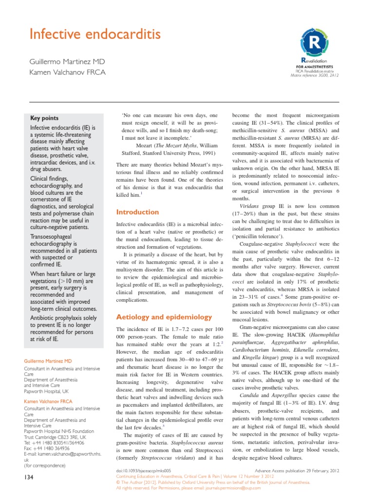 Infective Endocarditis PDF | PDF | Methicillin Resistant Staphylococcus ...