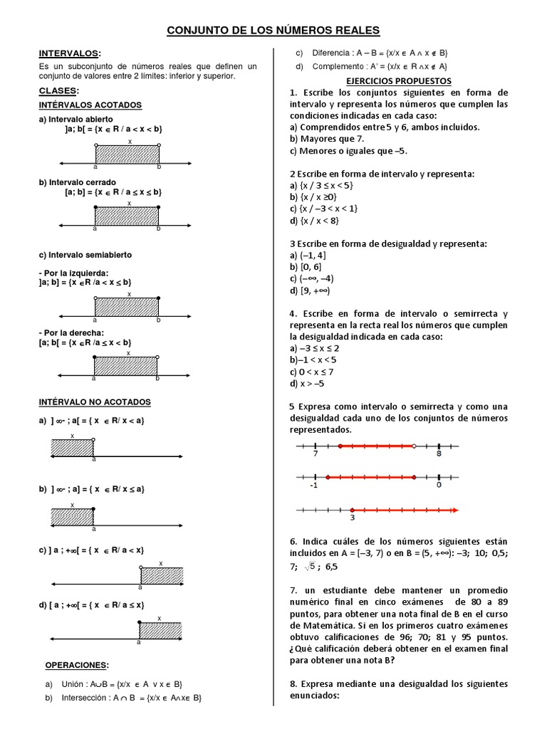 Conjunto de Los Números Reales | PDF | Intervalo (Matemáticas) | Enseñanza de matemática