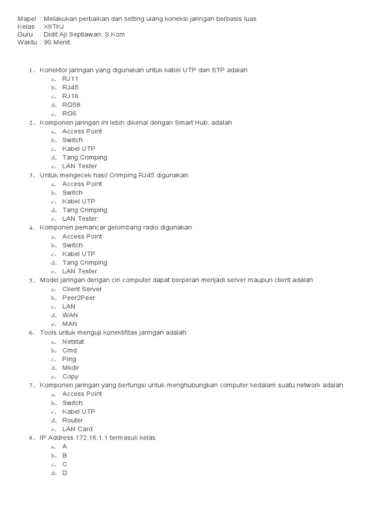 Soal Perbaikan WAN | PDF