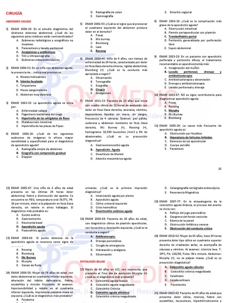 Banco Cirugia General Con Claves | Descargar gratis PDF | Hemorroides ...