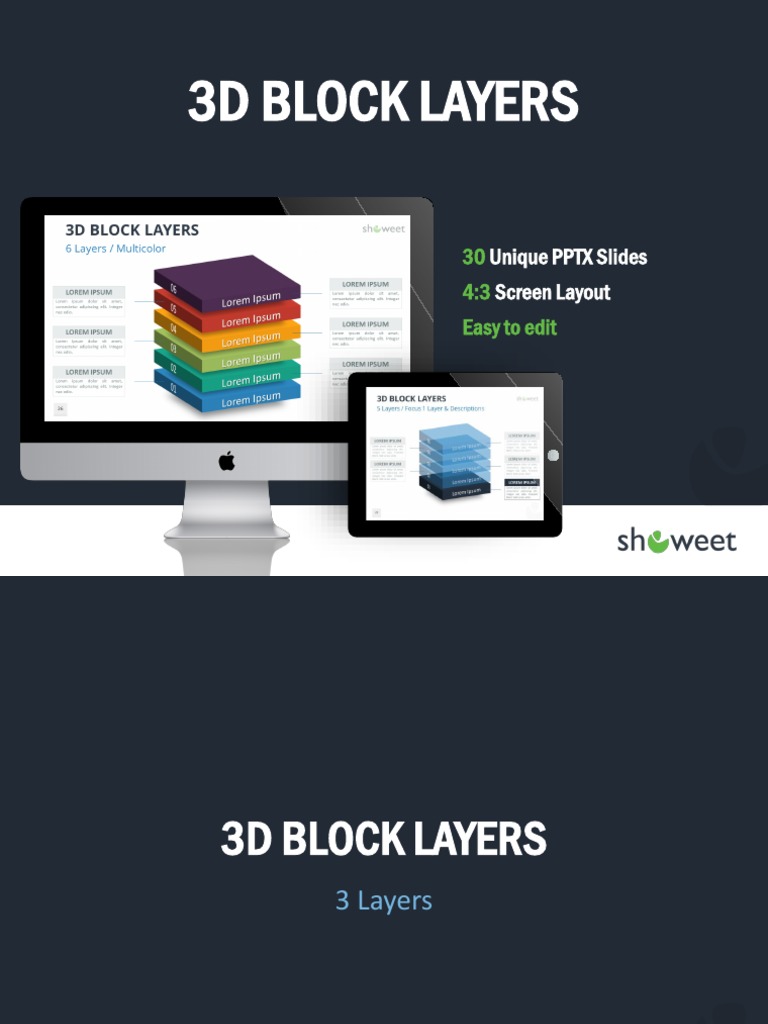 3D Block Layers: 30 4:3 Easy To Edit | PDF | Text | Typography