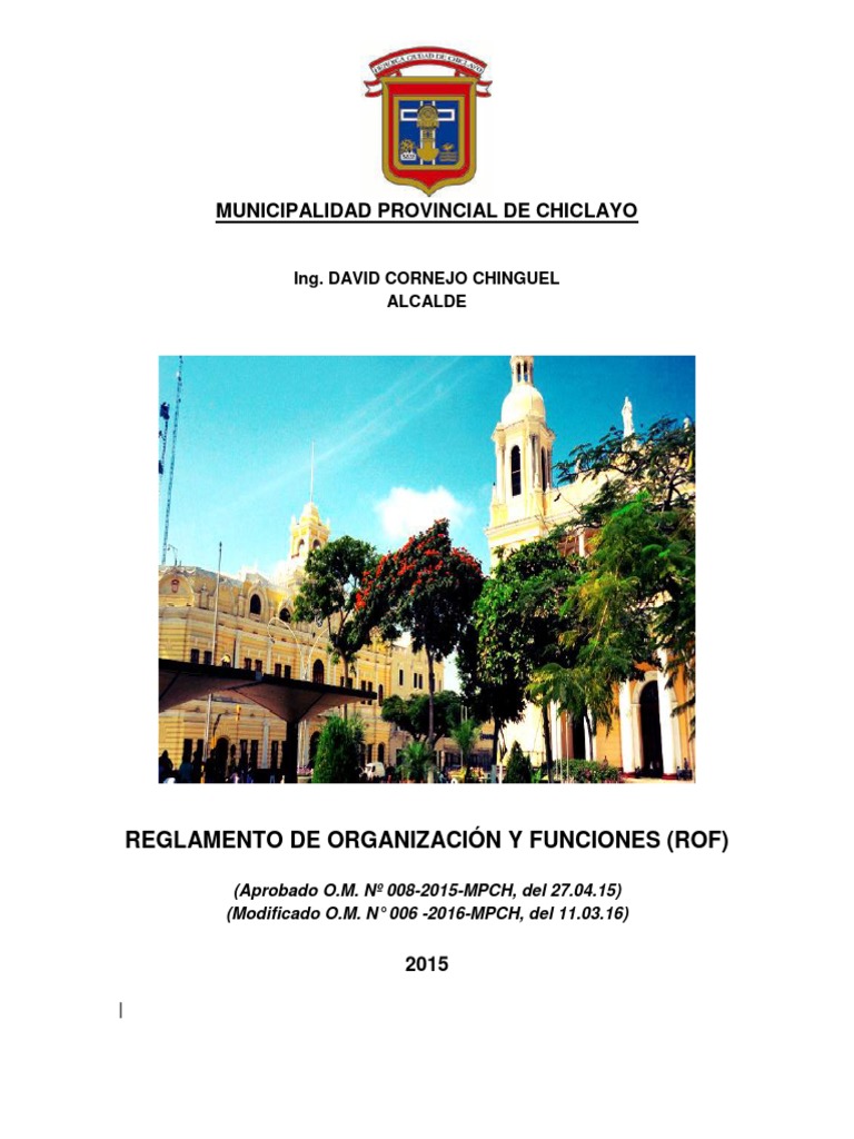 Municipalidad Provincial de Chiclayo: Reglamento de Organización Y Funciones (Rof) | PDF ...