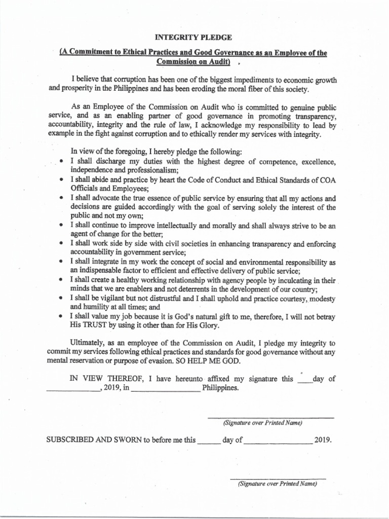 Integrity Pledge | PDF