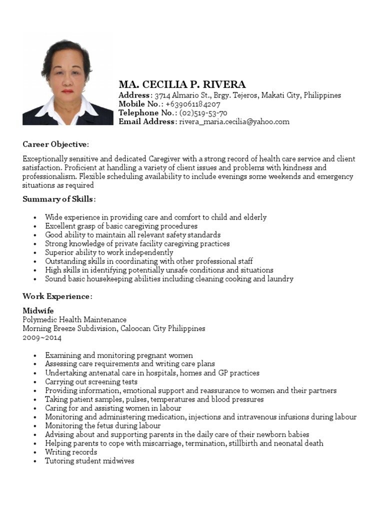 Updated Resume Cecilia | PDF | Midwife | Childbirth