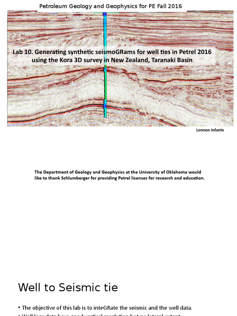 Generating synthetic seismograms for well ties in Petrel 2016 using the ...