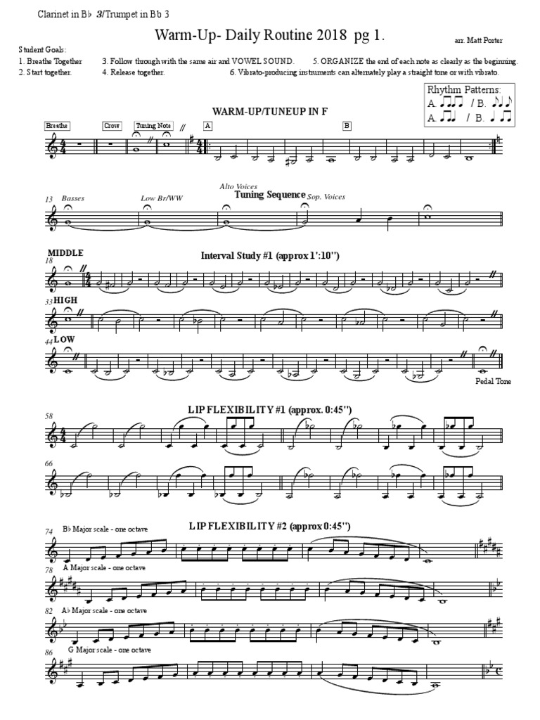 Warm-Up-Daily Routine 2018 PG 1 | PDF | Scale (Music) | Pitch (Music)