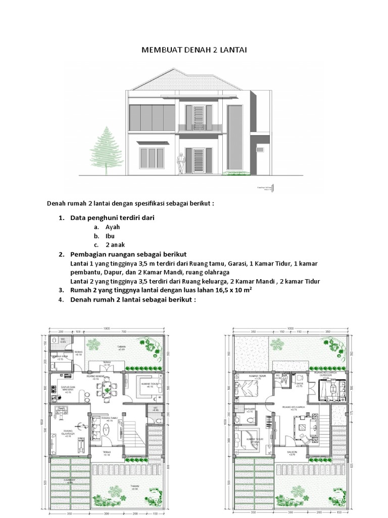 04 Andhika Cahya Kumara N Membuat Literasi Denah 2 Lantai | PDF | Griya ...