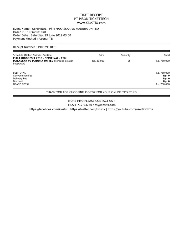 Tiket Receipt PT Pison Tickettech: Schedule (Ticket Periode - Section ...