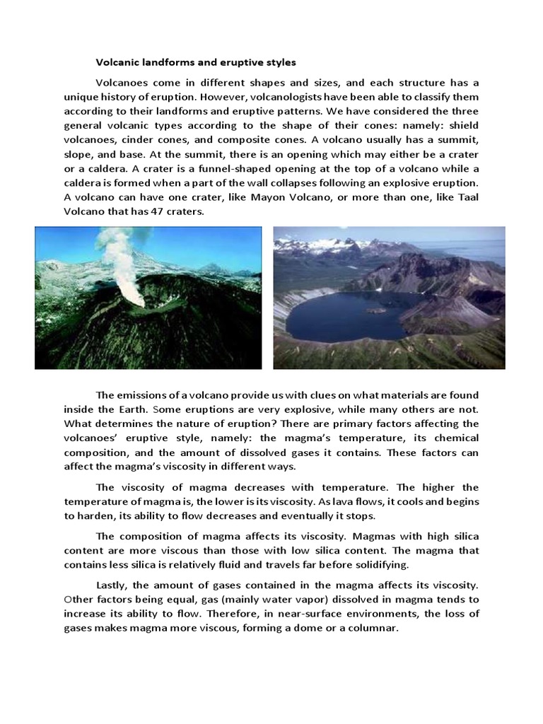 Activity Volcanic Landforms and Eruptive Styles | PDF | Volcano | Lava