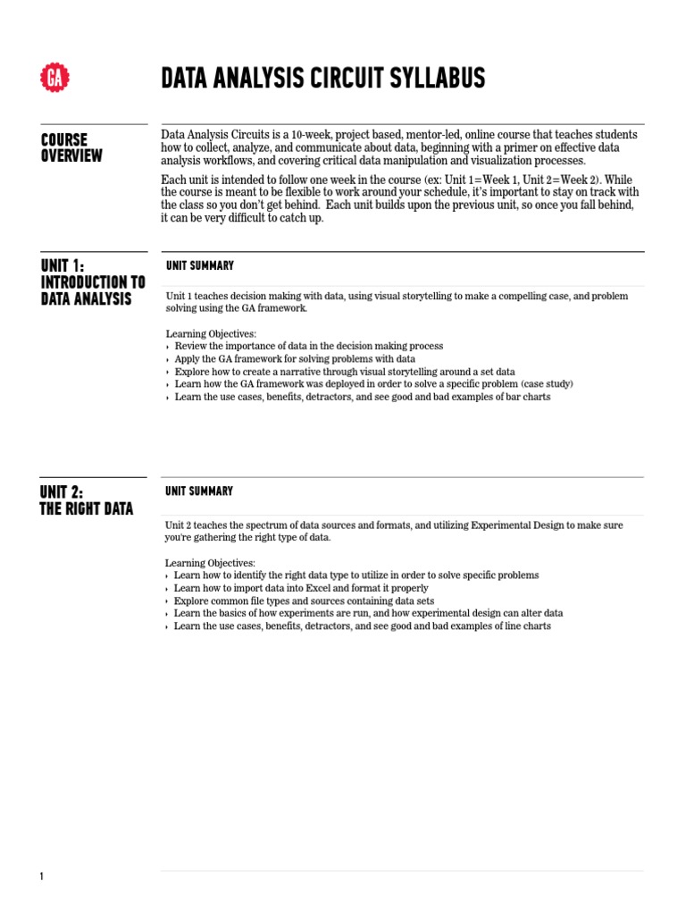Data Analysis Circuit Syllabus: Course | PDF | Data Analysis | Databases