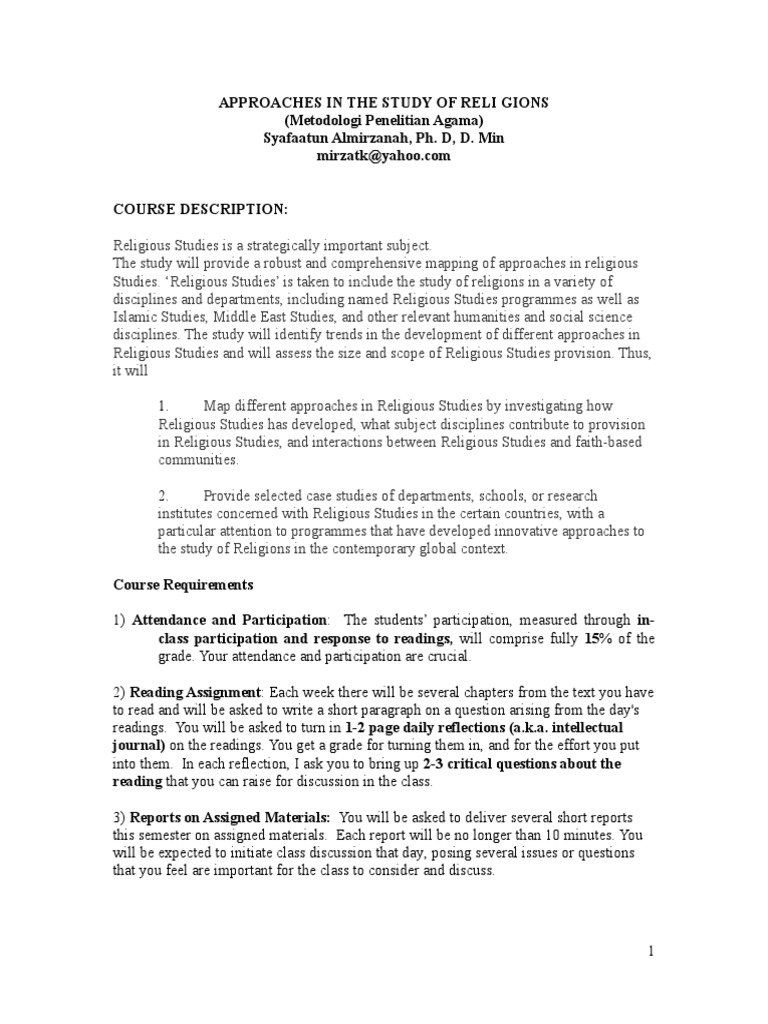 Approaches in The Study of Religion | Download Free PDF | Religious Studies | Anthropology