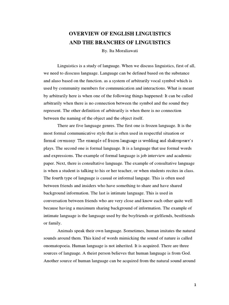 Overview of English Linguistics Compilation | PDF | Phonology ...