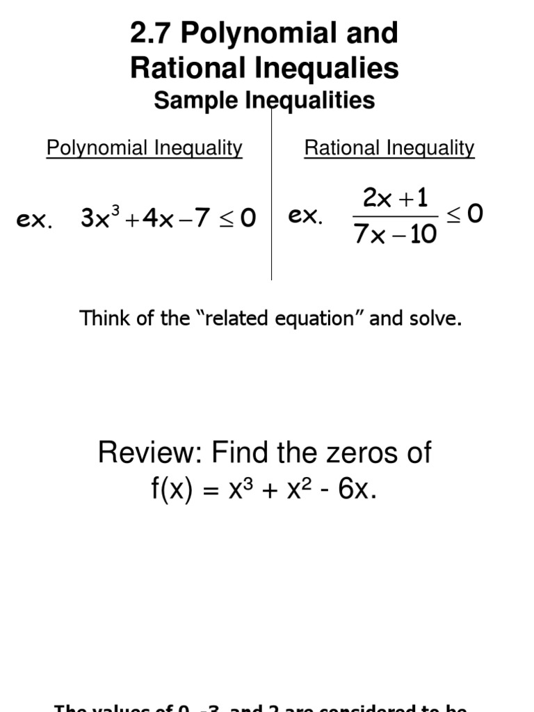 2.7 Polynomial and Rational Inequalies: Sample Inequalities | PDF ...