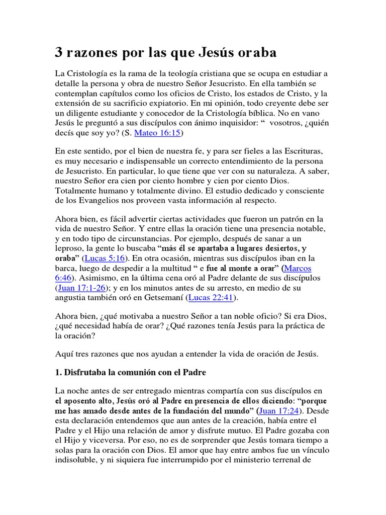 3 Razones Por Las Que Jesús Oraba | PDF | Cristología | Oración