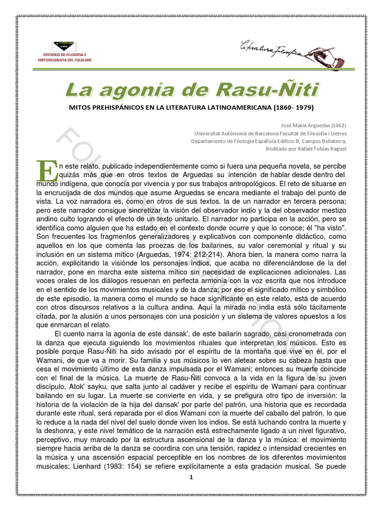 La Agonia de Rasu-Niti PDF | PDF | Bailes | Muerte