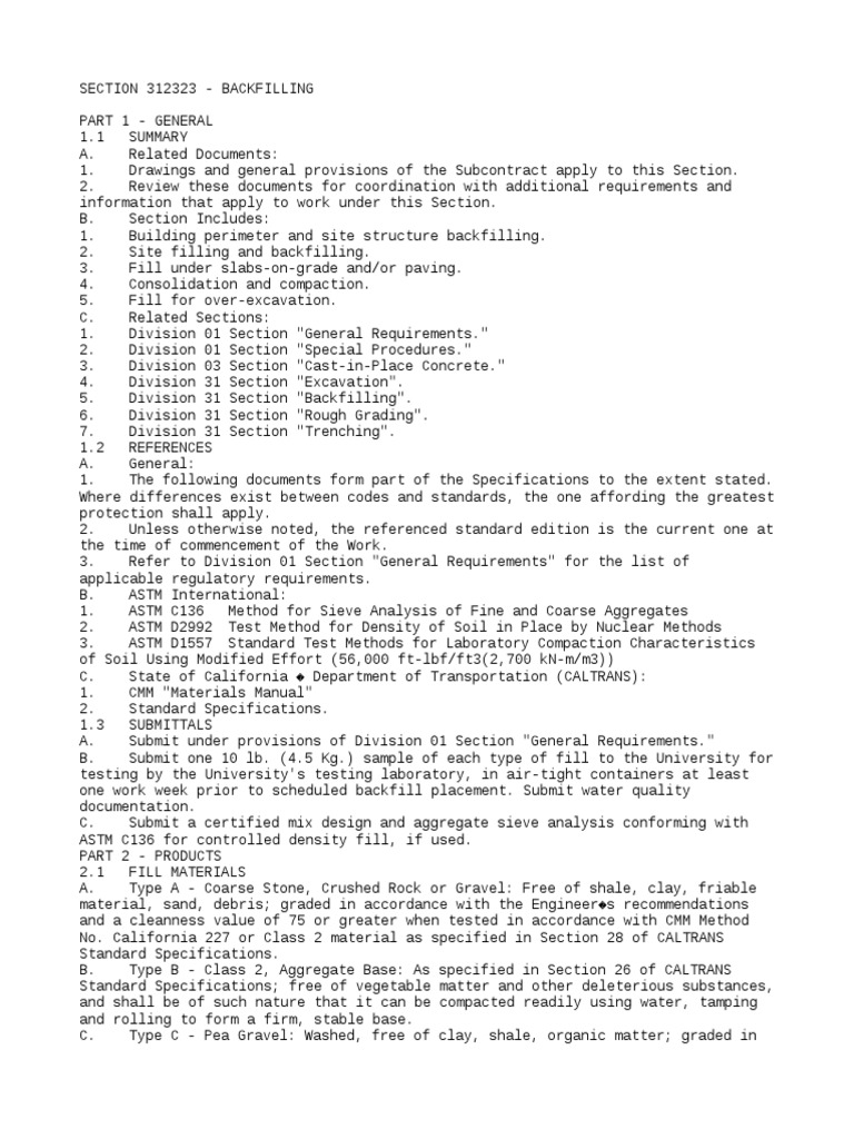 Backfilling Material Specifications | PDF | Construction Aggregate ...