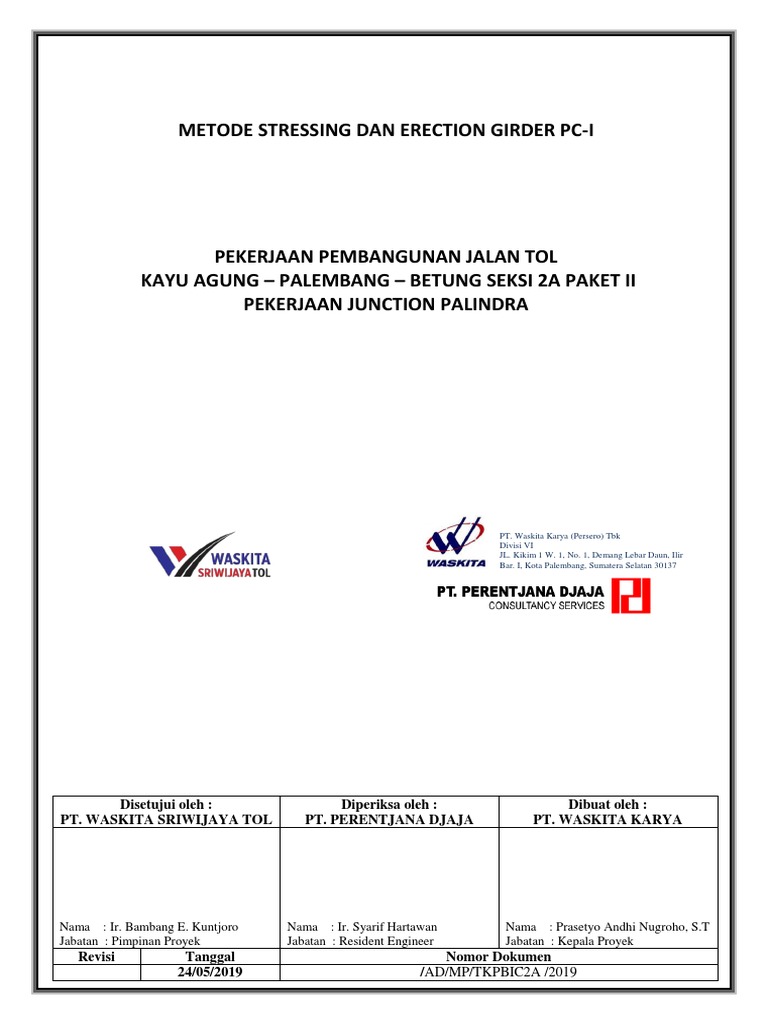Metode Stressing & Erection Girder Tol Palindra | PDF