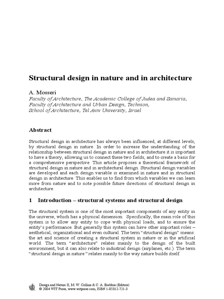 Structural Design in Nature and in Architecture: A. Mosseri | PDF ...