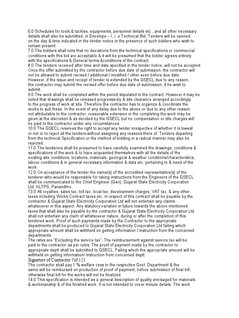 GSECL Tender Submission Guidelines | PDF | Specification (Technical Standard) | Taxes