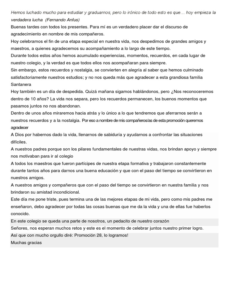 Hemos Luchado Mucho para Estudiar y Graduarnos | PDF | Estilo de vida
