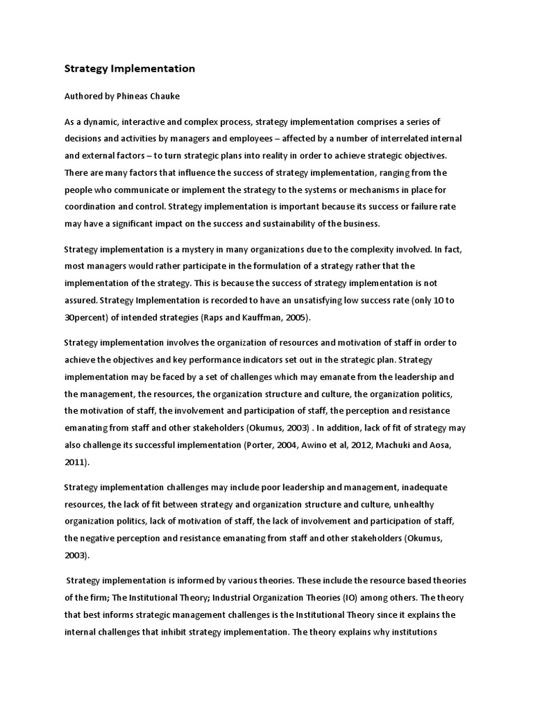 Strategy Implementation | PDF | Strategic Management | Strategic Planning